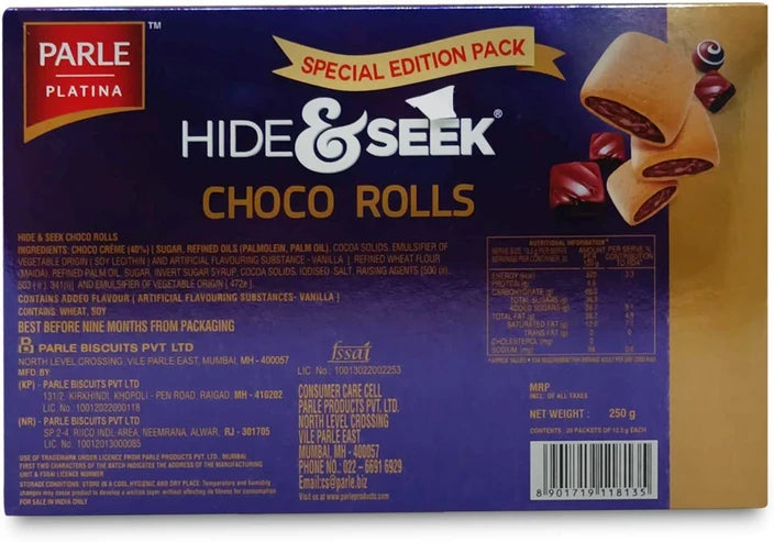 Parle Hide & Seek Choco Rolls – 250 g (Cream-filled wafer rolls ...